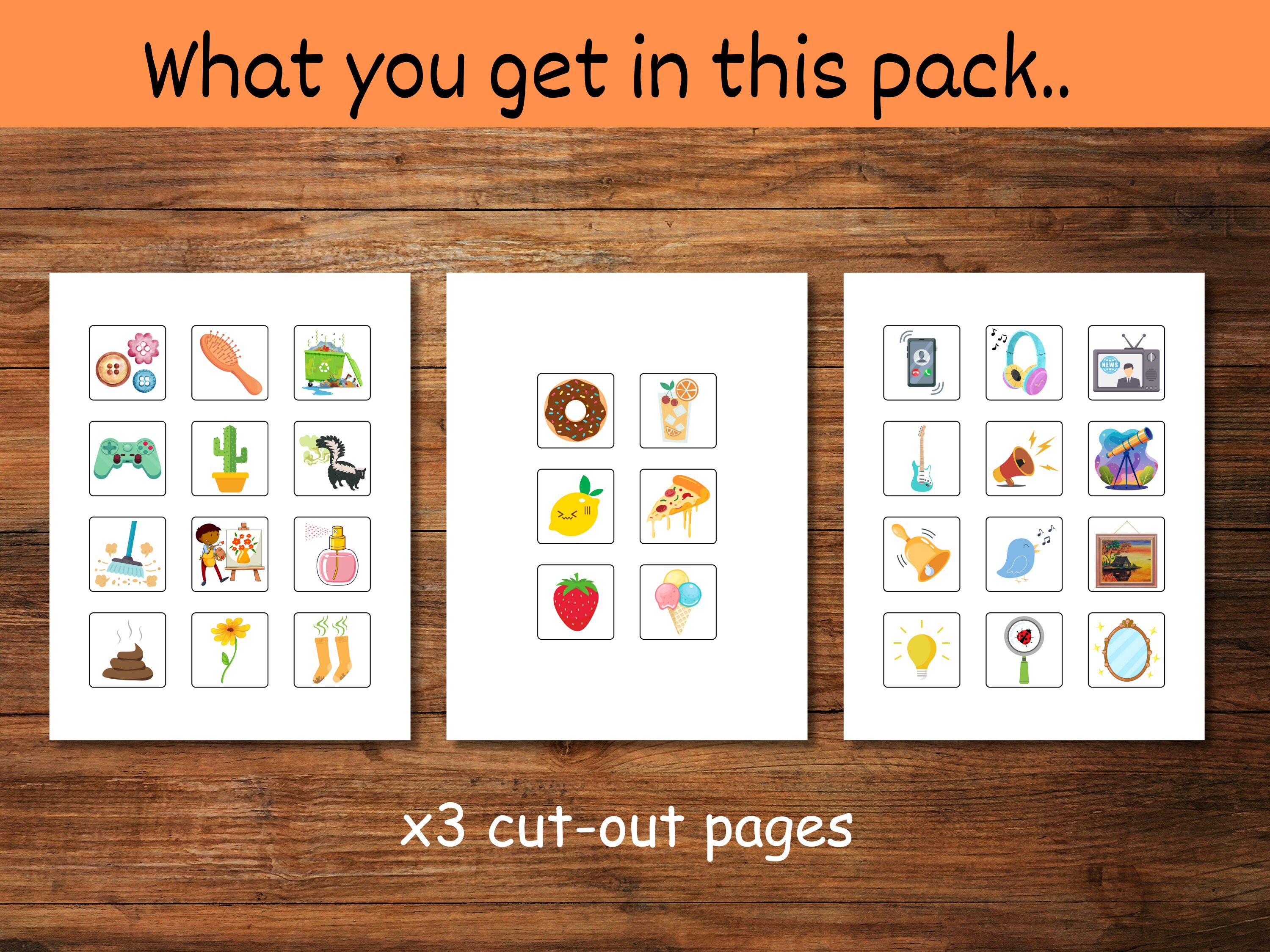 Interactive 5 Senses Sorting Activity, Toddler Busy Book Pages ...