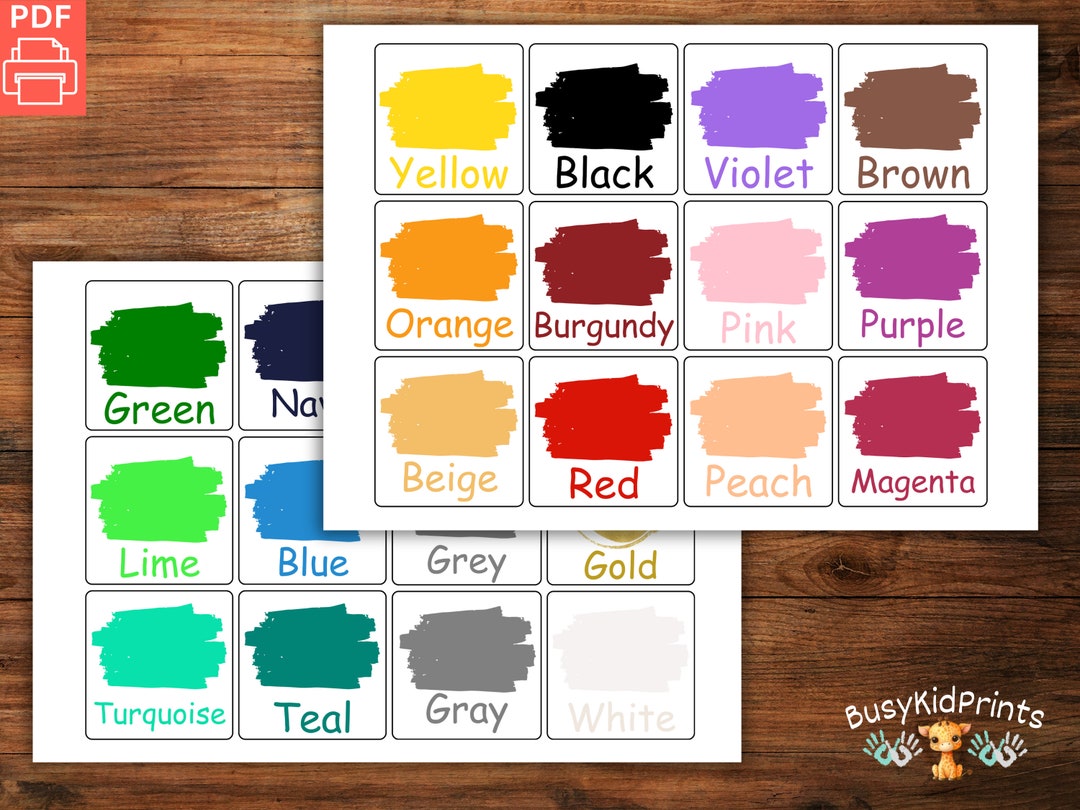 Color Flashcards for Kids: 24 Digital Learning Cards, Homeschool ...