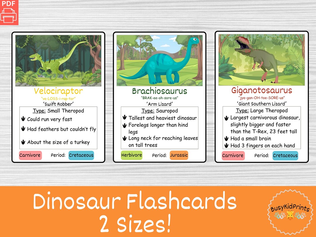 Dino-mite Learning Flashcards, Printable Fun Educational Game for Kids ...
