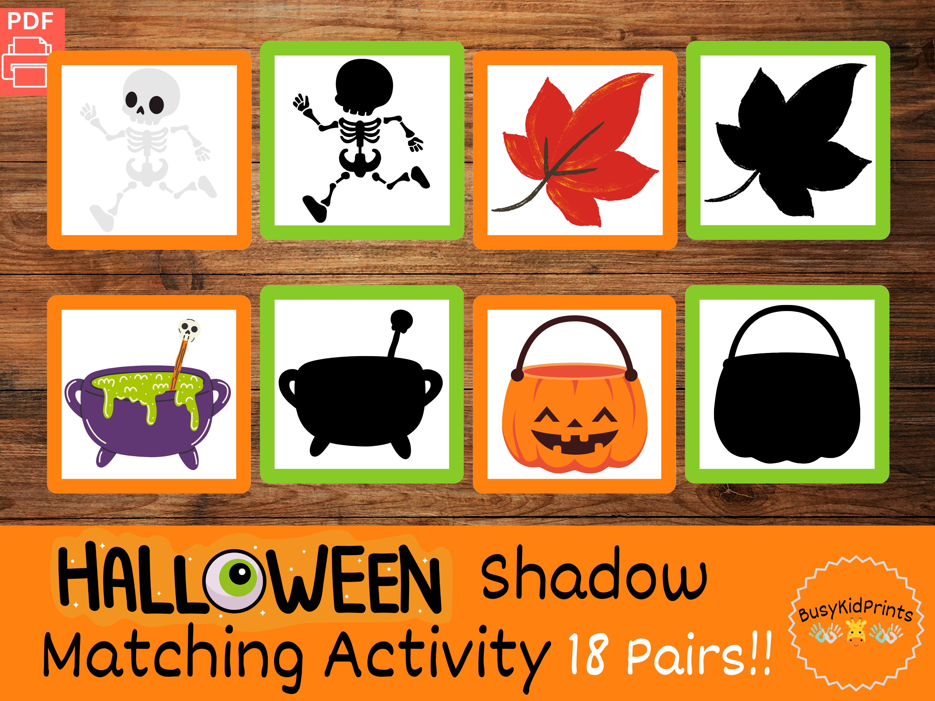 Halloween Printable Activity, Shadow Matching Cards, Printable Toddler ...