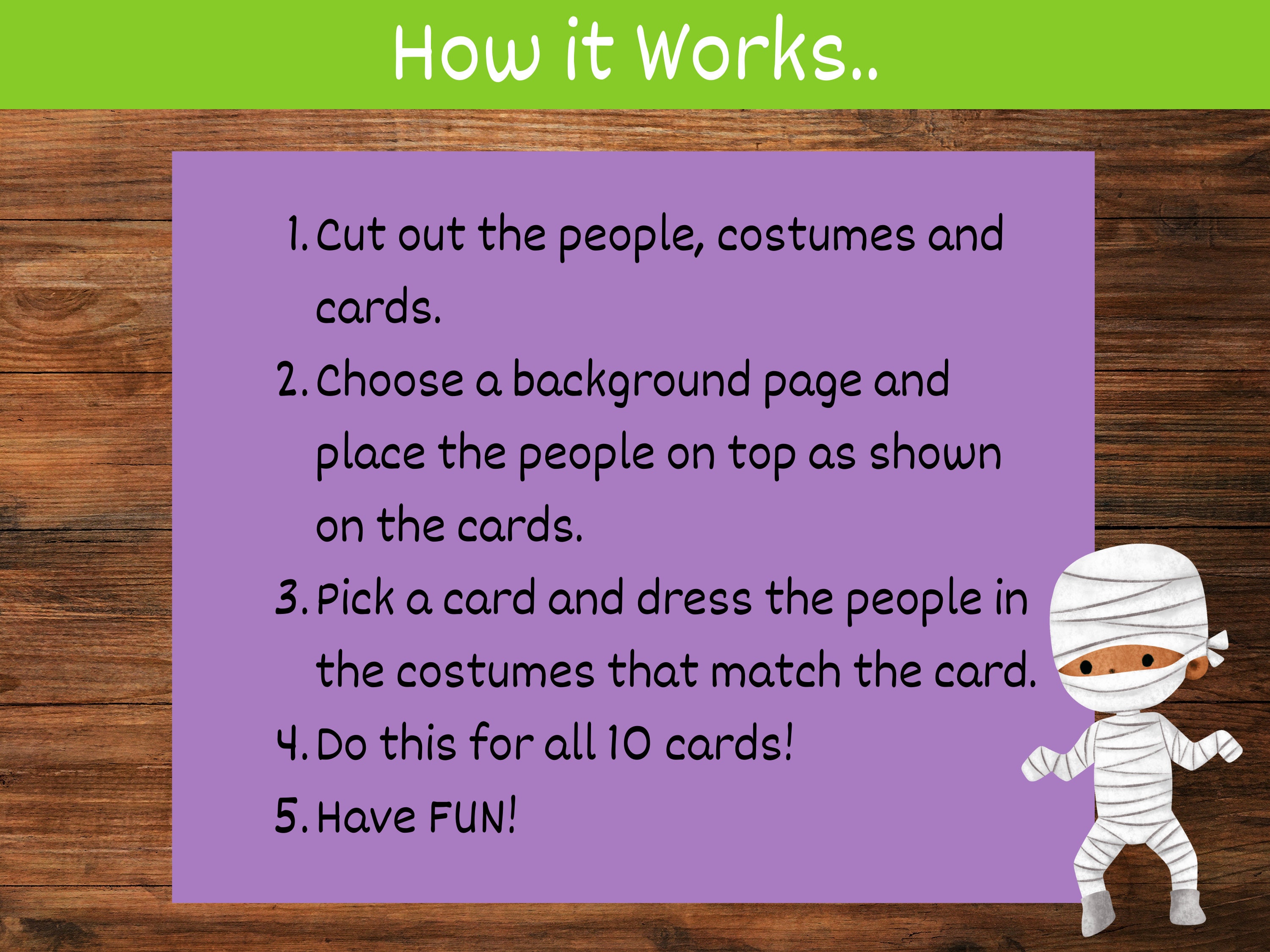 Matching Costumes Halloween Activity for Kids, Fall Activities for ...