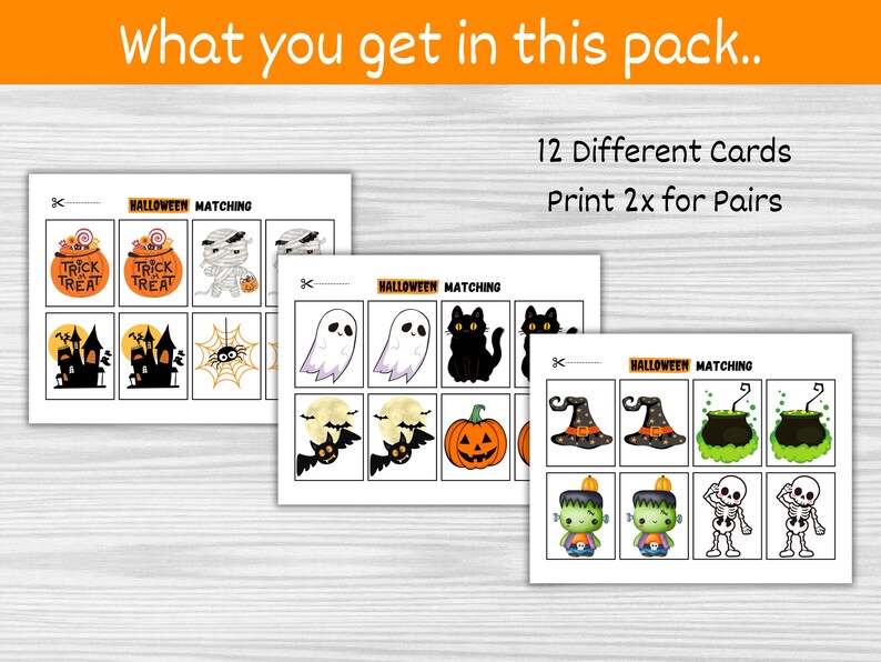 Printable Halloween Matching Game for Kids, Toddler Activities ...
