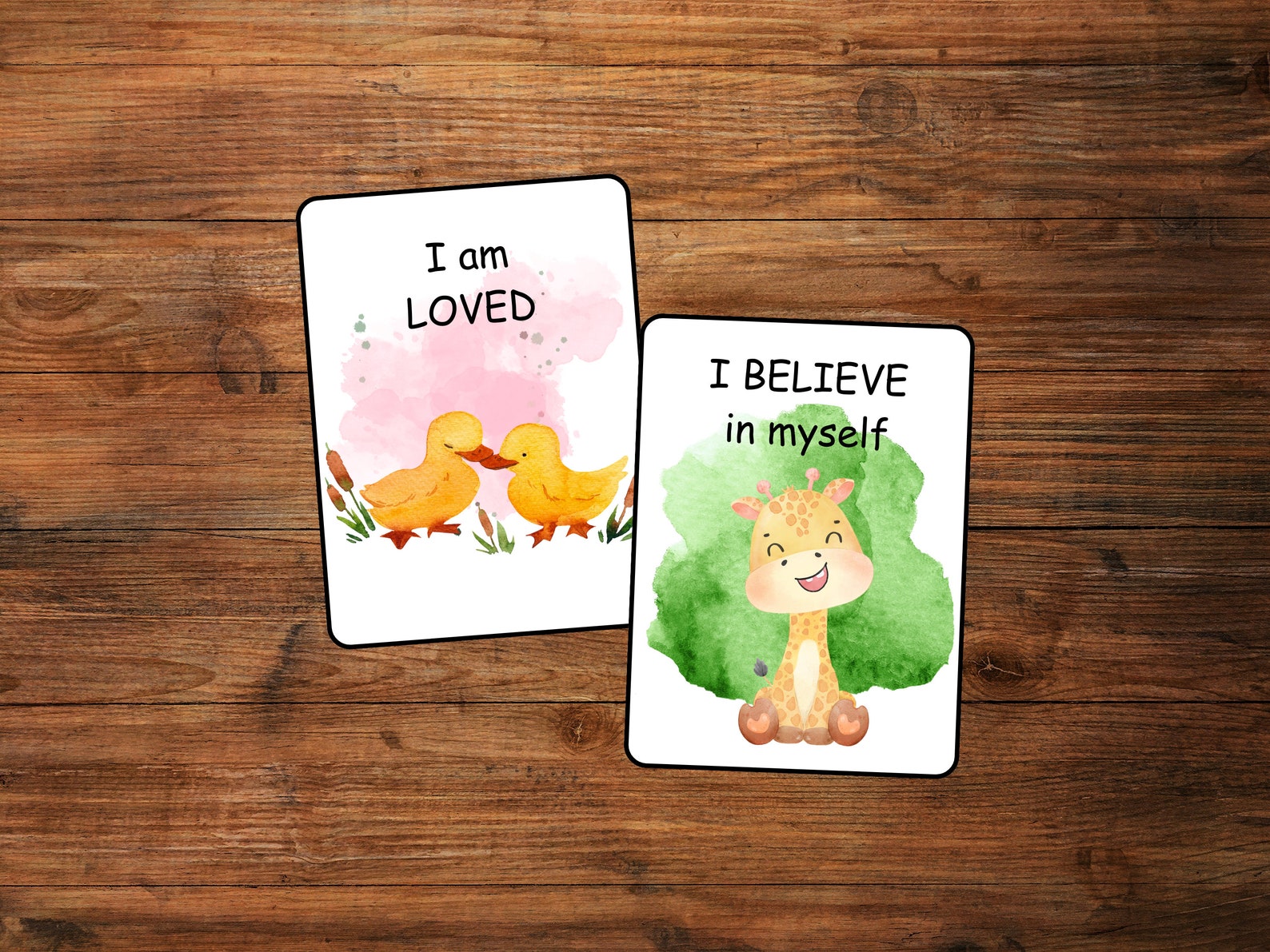 Kids Affirmation Cards, 48 Printable Children's Positivity Cards Animal ...