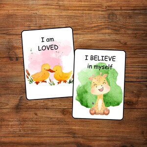 Kids Affirmation Cards, 48 Printable Children's Positivity Cards Animal ...