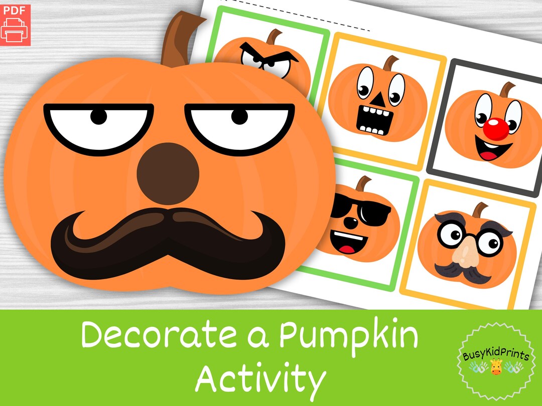 Decorate a Pumpkin Fall Activity for Kids, Halloween Activities for ...