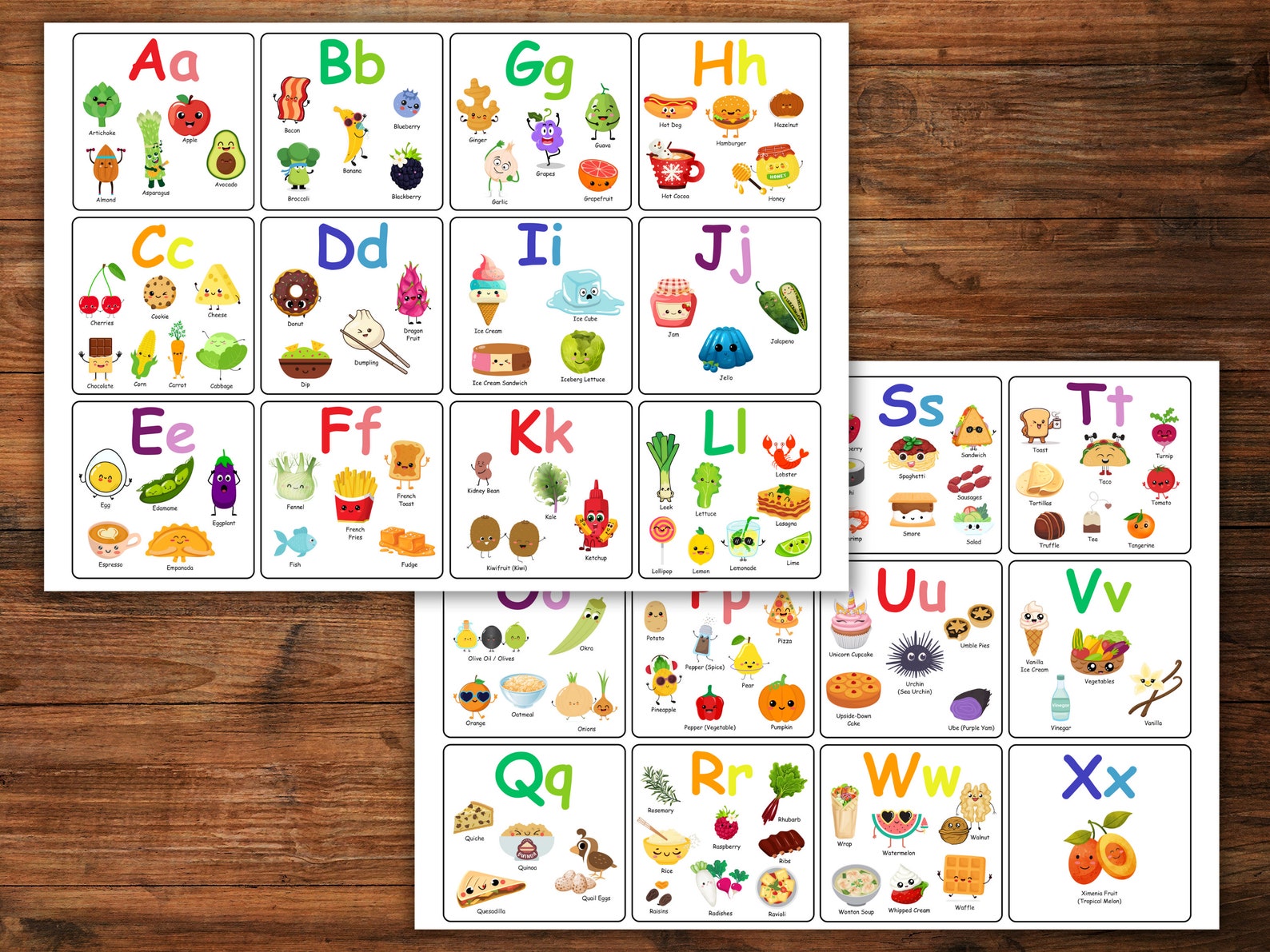 Deliciously Fun ABC Flashcards for Kids: Printable Food Themed Alphabet ...