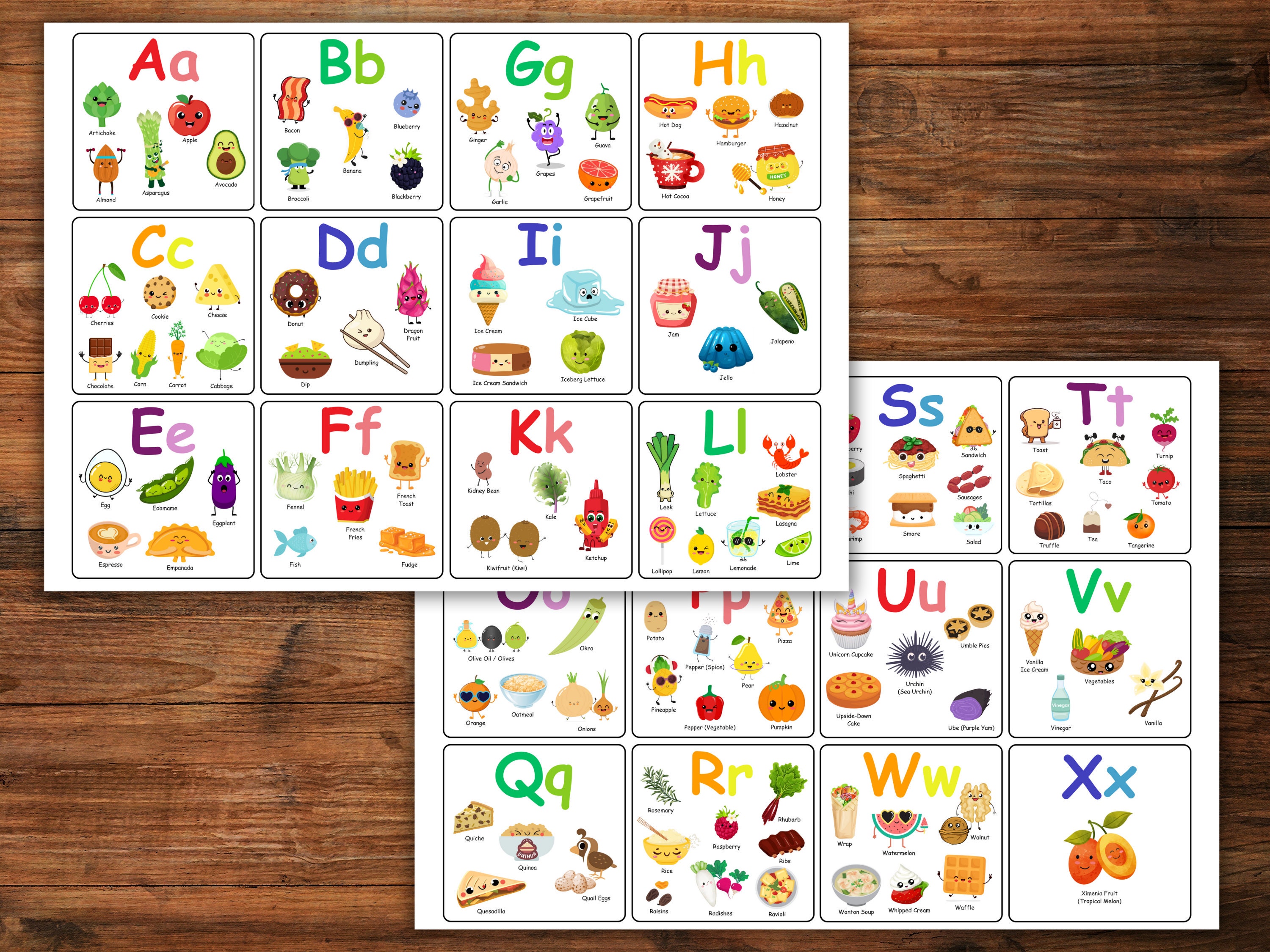 Deliciously Fun ABC Flashcards for Kids: Printable Food Themed Alphabet ...