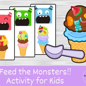 Ice Cream Activity for Toddlers, Feed the Monsters Game for Kids ...