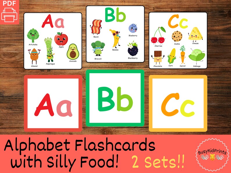 Deliciously Fun ABC Flashcards for Kids: Printable Food Themed Alphabet ...
