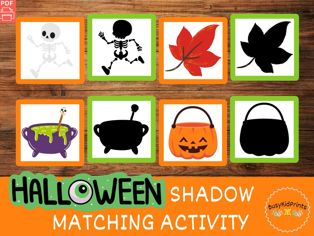 Halloween Shadow Matching Game: Printable Fall Activity for Kids, Easy ...