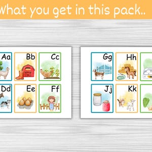 ABC Farm Flashcards, Watercolor Alphabet Flash Cards, 26 Digital Cards ...