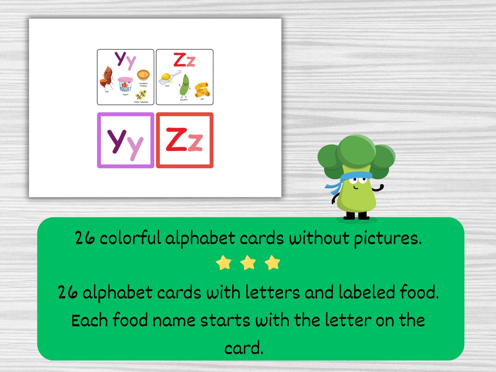 Food Alphabet Flash Cards: Montessori Homeschool Printable (digital ...