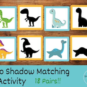 Dinosaur Printable Activity, Shadow Matching Cards, Printable Toddler ...