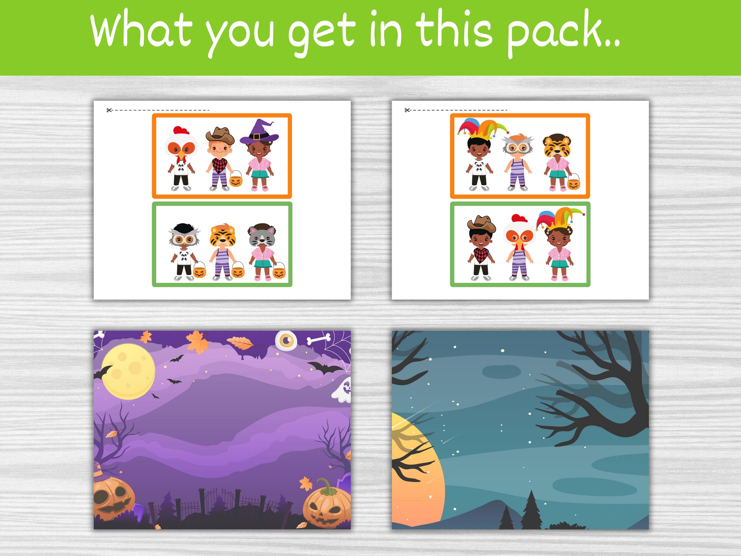 Matching Costumes Halloween Activity for Kids, Fall Activities for ...