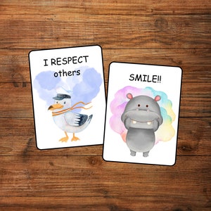 Kids Affirmation Cards, 48 Printable Children's Positivity Cards Animal ...