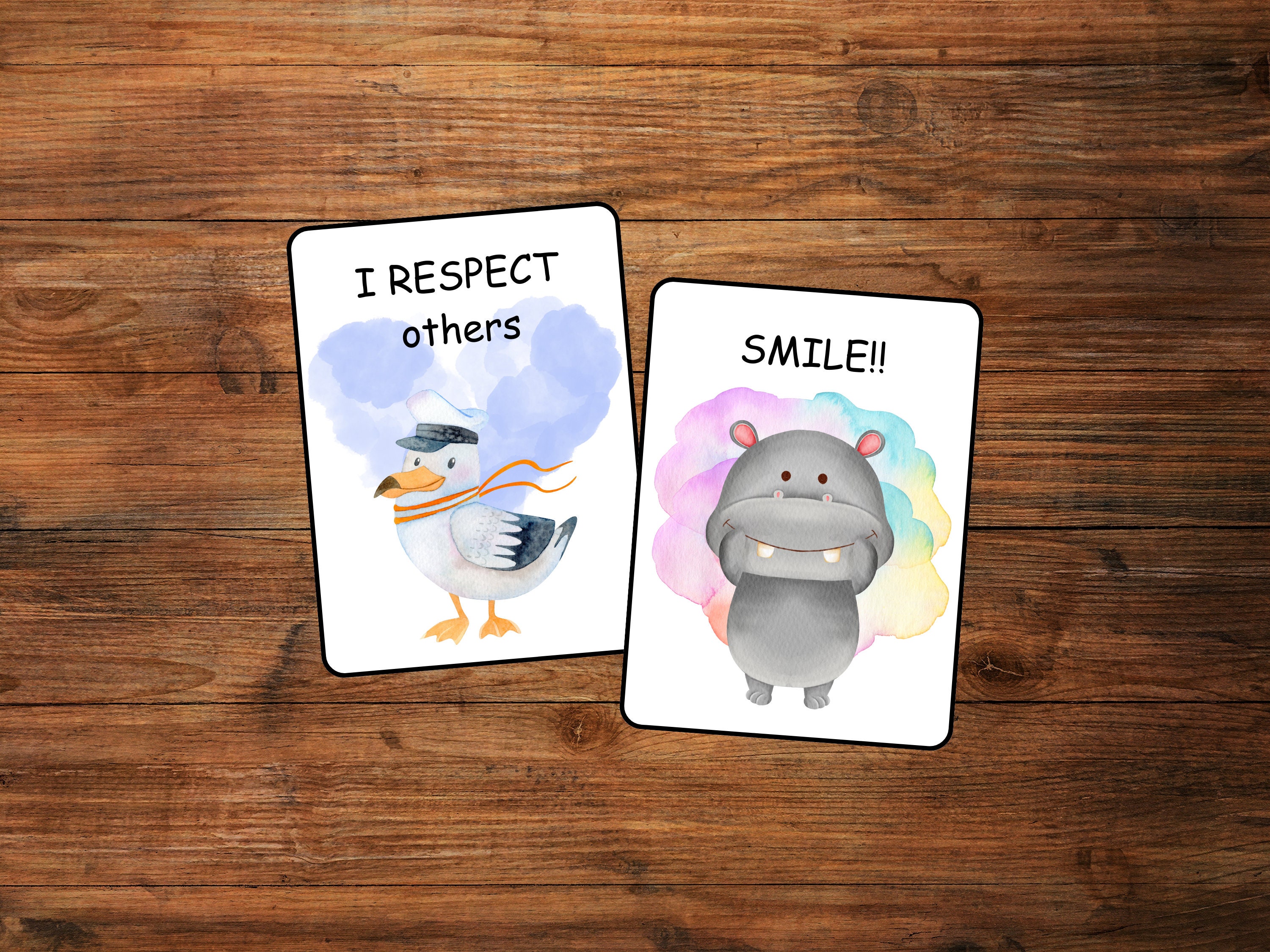 Kids Affirmation Cards, 48 Printable Children's Positivity Cards Animal ...