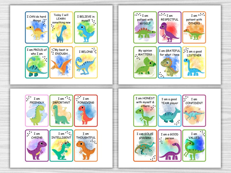 Motivating Printable Cards Dinosaur Theme Positivity Cards for Kids ...