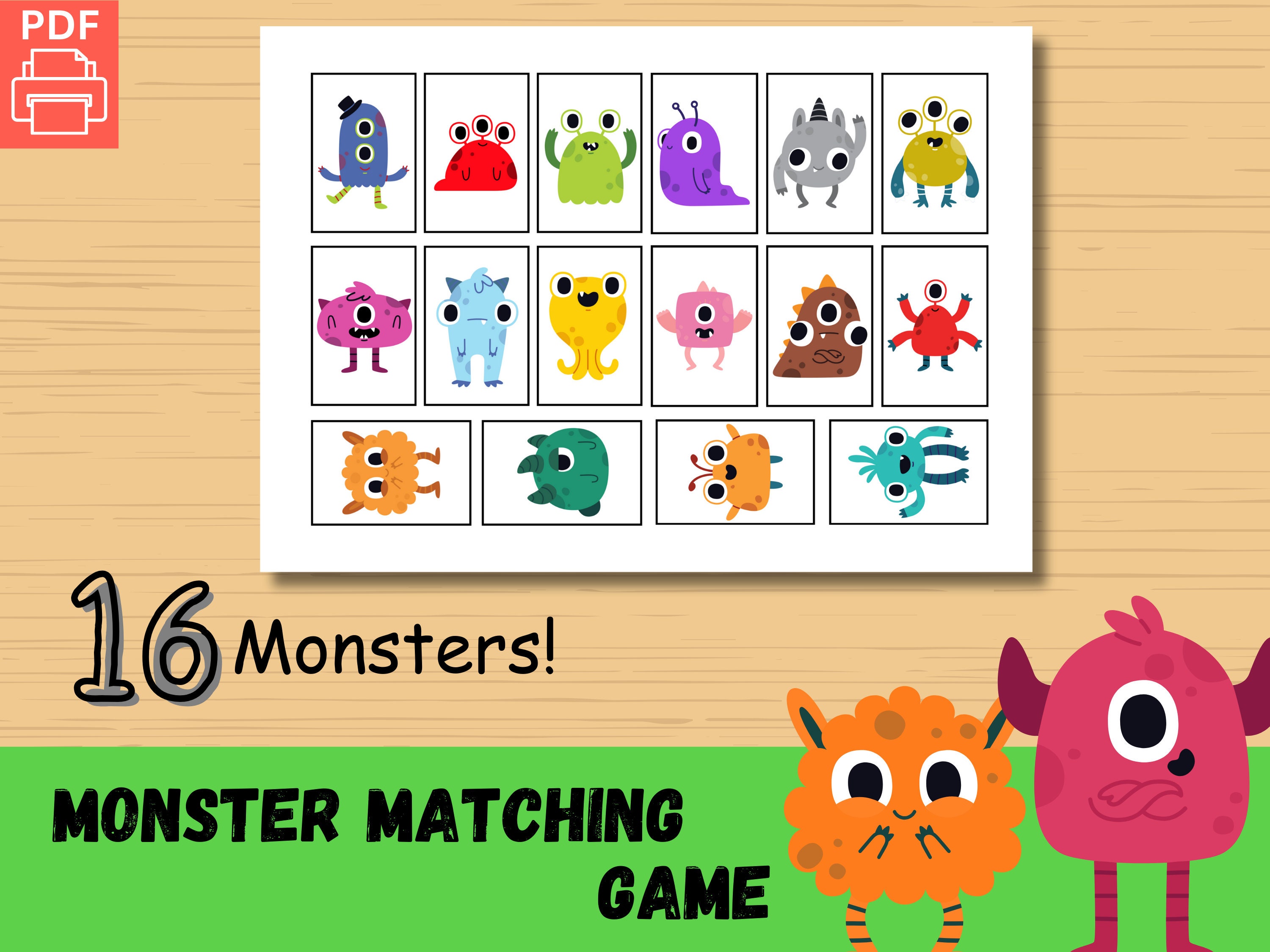 Printable Monster Memory Game: Educational & Entertaining Toddler ...