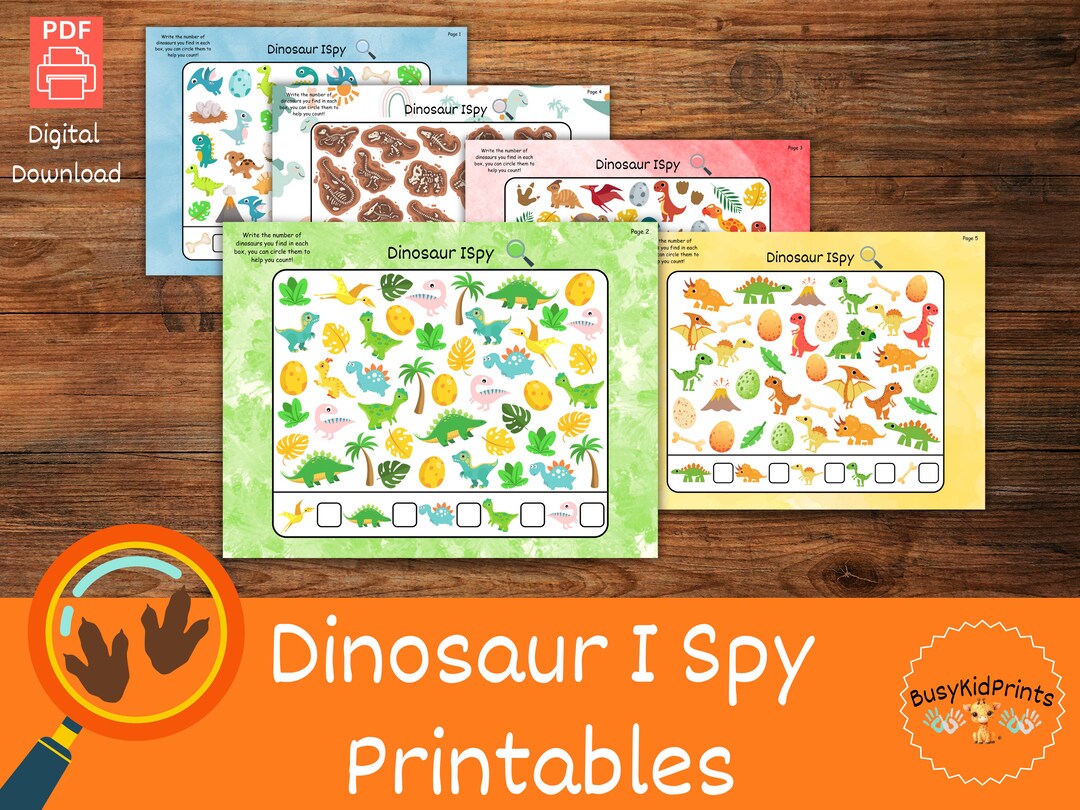 Dinosaur I Spy Activity Pages With Answers, Dinosaurs Printable ...