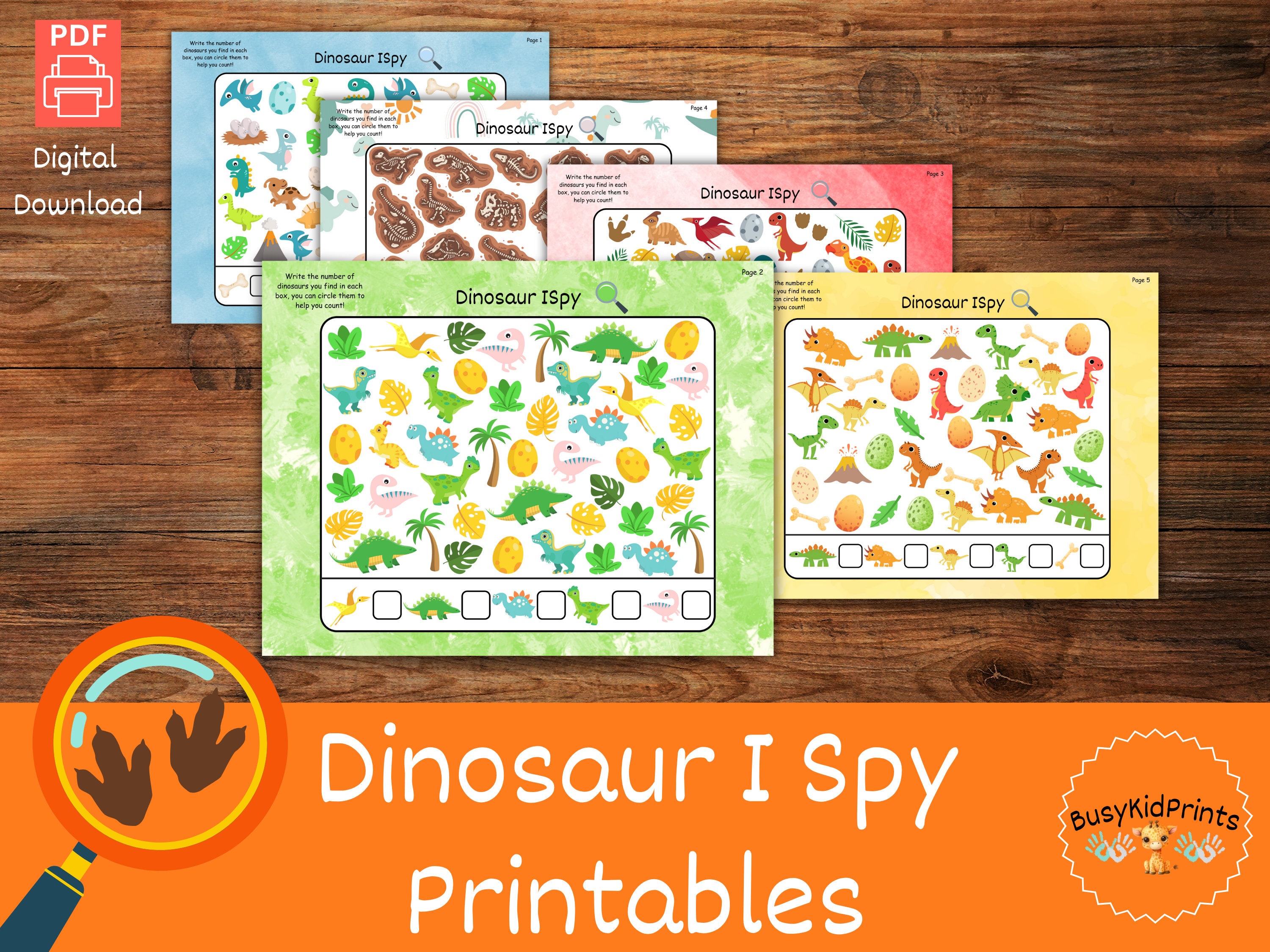 Dinosaur I Spy Activity Pages With Answers, Dinosaurs Printable ...