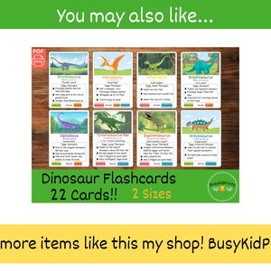 Printable Dinosaur Flashcards for Kids, Dino Flash Cards, Toddler ...