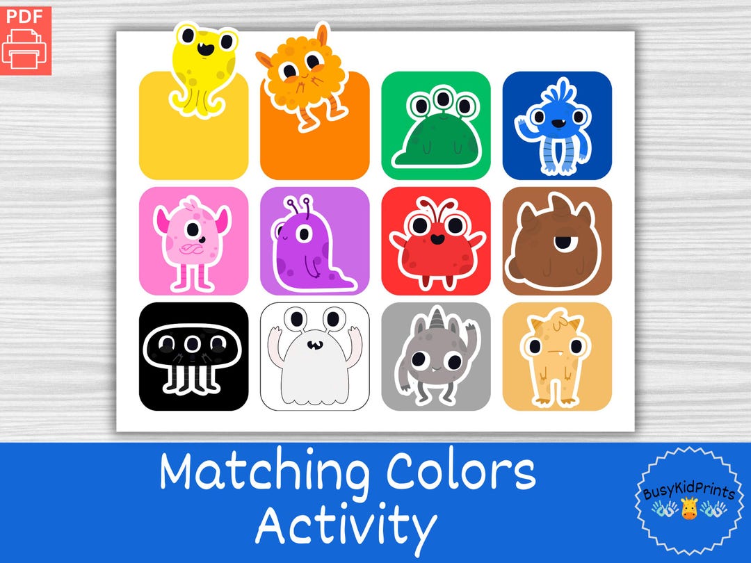 Monster Color Matching Cut and Paste Activity, Printable Craft for ...