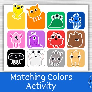 Monster Color Matching Cut and Paste Activity, Printable Craft for ...