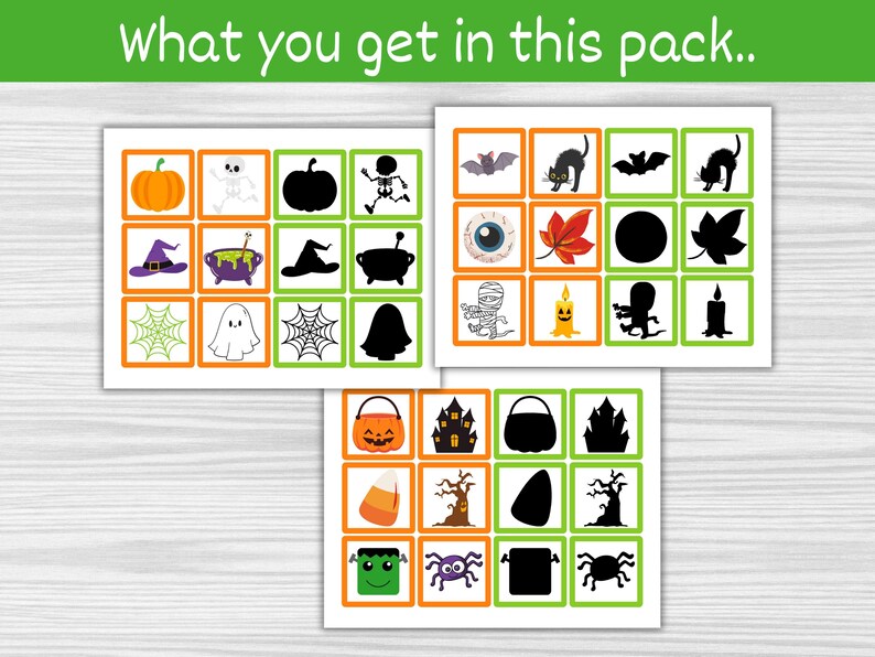 Halloween Shadow Matching Game: Printable Toddler Activity (digital ...