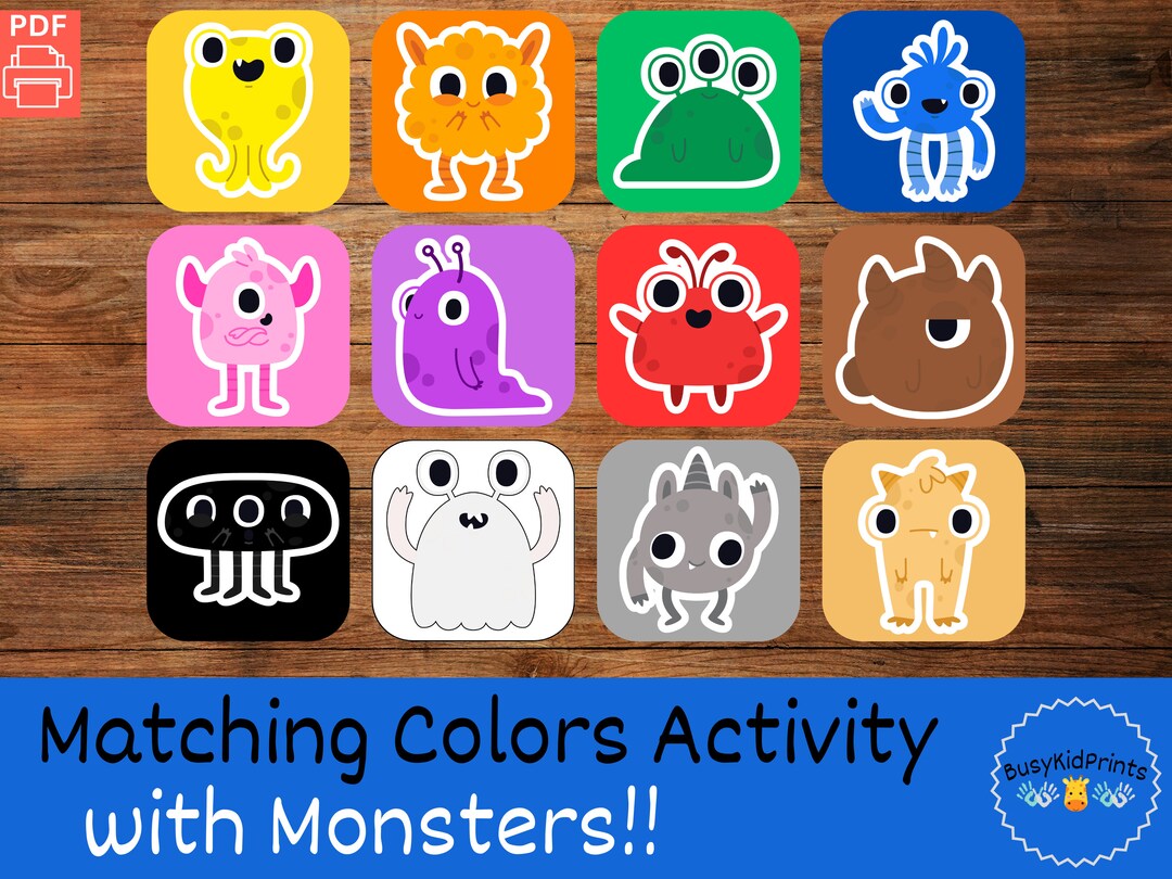 Monster Color Matching Activity for Toddlers, Busy Book Pages, Toddler ...