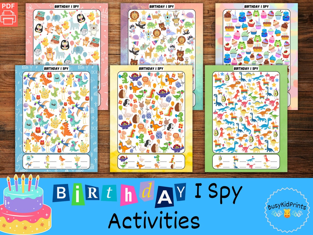Birthday I Spy Activities for Kids, Printable Birthday Activities ...