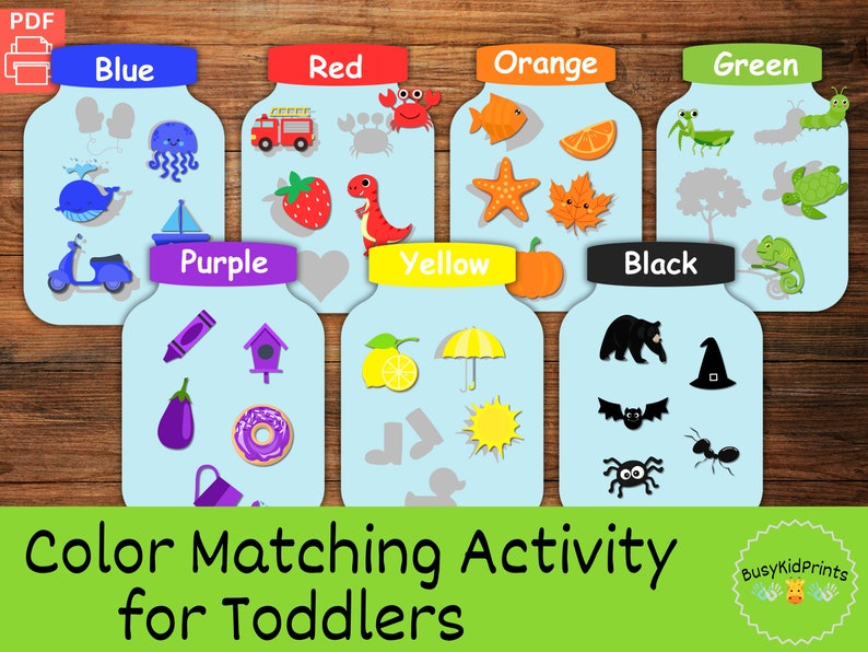 Printable Kids Color Matching Jars Interactive Learning Busy Book for ...