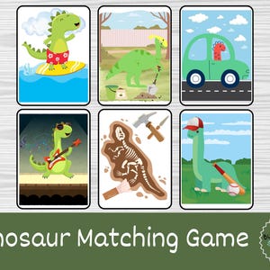 Dinosaur Matching Game, Preschool Printables, Memory Game, Toddler ...