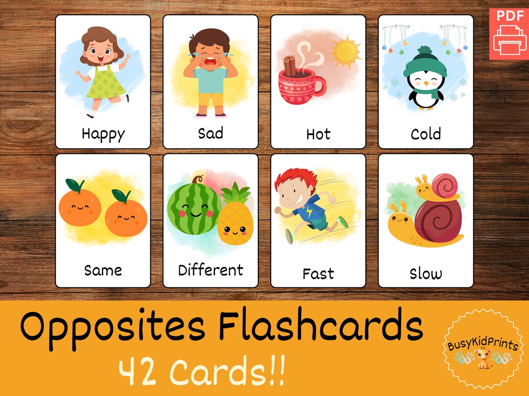 Playful Opposites Flashcards 42 Digital Cards for Kids: Homeschool ...