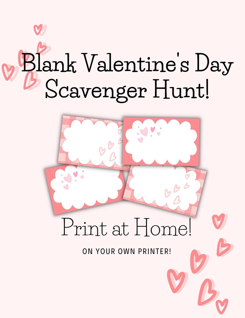 BLANK DIY Printable Valentine's Day Scavenger Hunt, Valentines Day ...