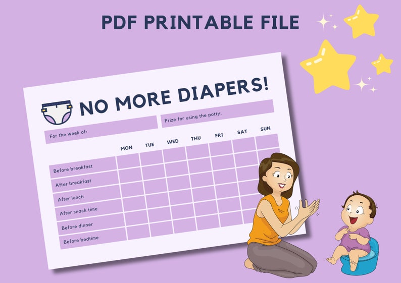 Potty Training Chart, Potty Chart for Girls and Boys, Potty Training ...