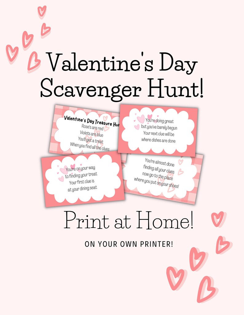 Indoor Printable Valentine's Day Scavenger Hunt, Valentines Day ...