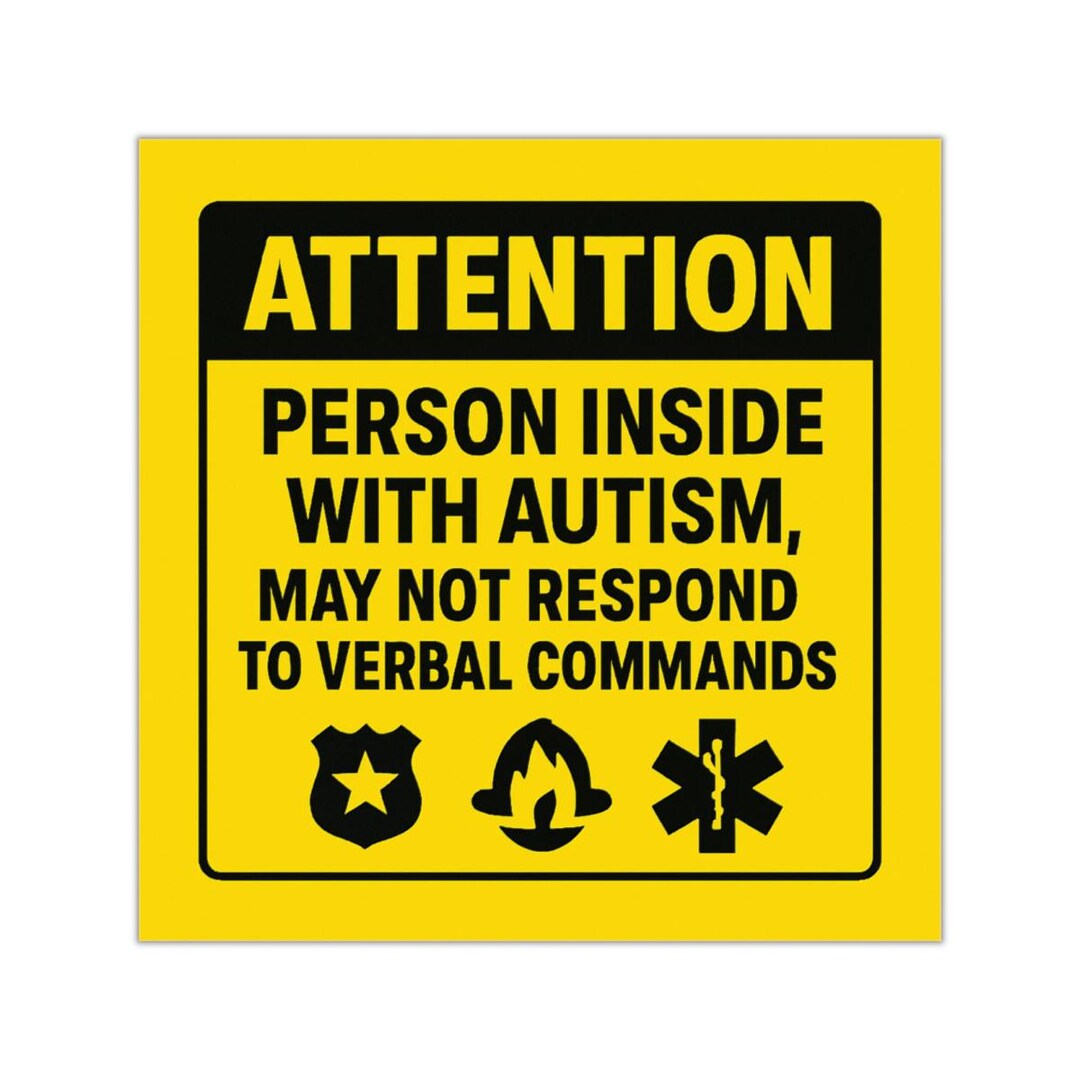 Autism Decal Sticker, Occupant in Vehicle Warning, Vinyl Yellow/black ...