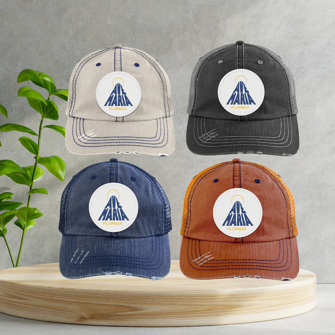 Ave Maria Florida Hometown Distressed Unstructured Trucker Cap Round ...