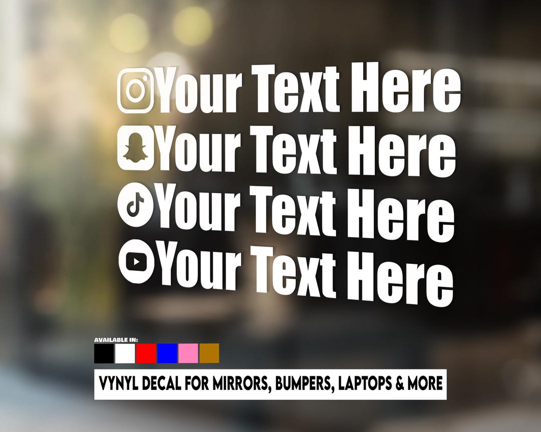 Custom Social Media Vinyl Decal, Personalized Username Sticker, Vinyl ...