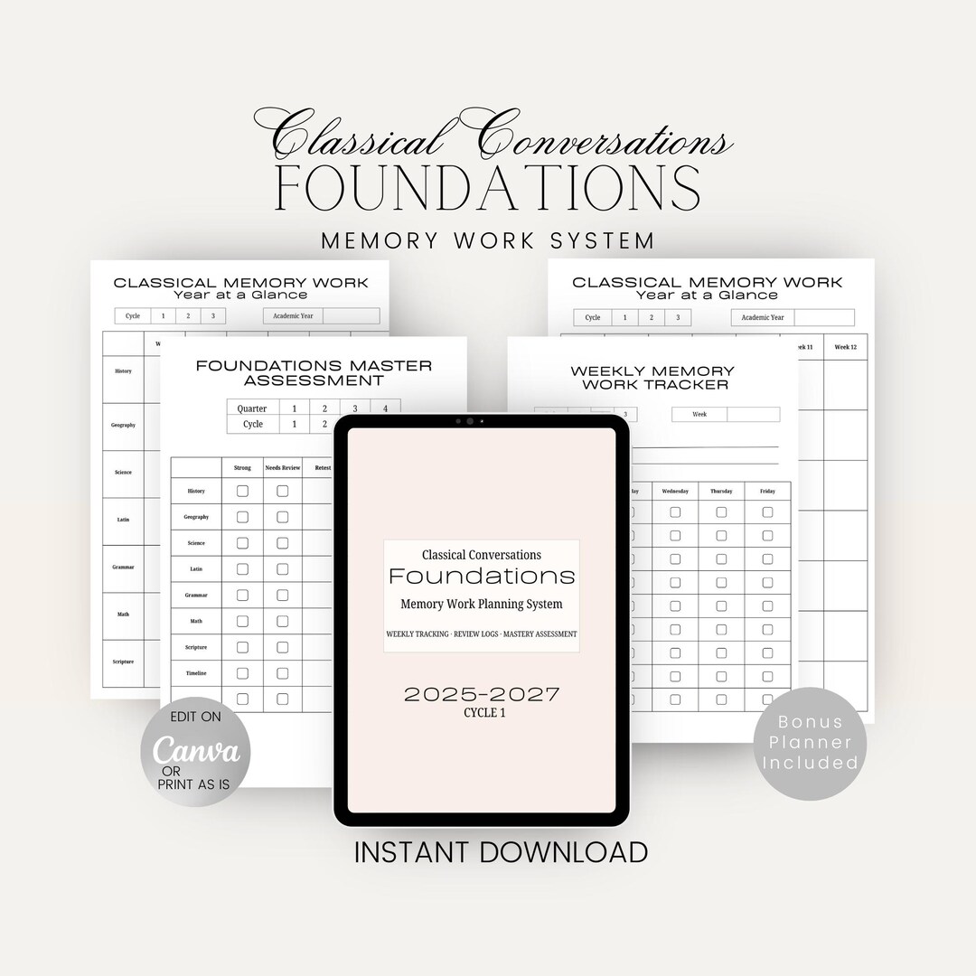 Classical Conversations Foundations Printable Homeschool Forms ...