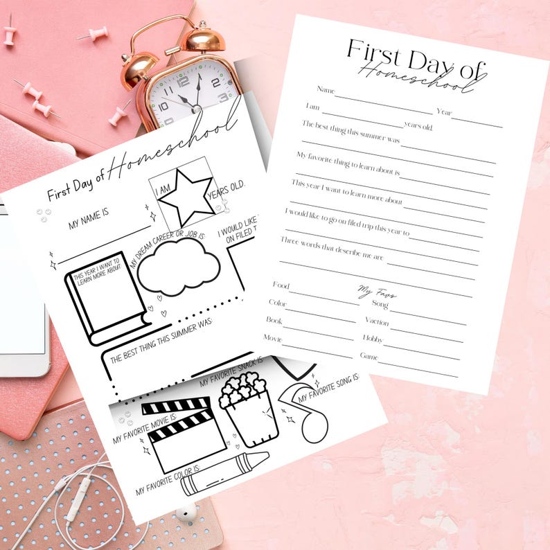 First Day of Homeschool Printable Worksheet First Day Keepsake Activity ...