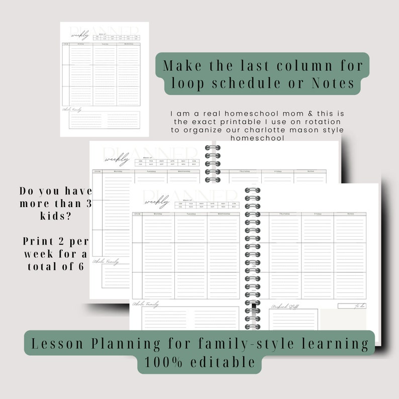 Editable Homeschool Planner, Charlotte Mason, Unit Study Planning ...