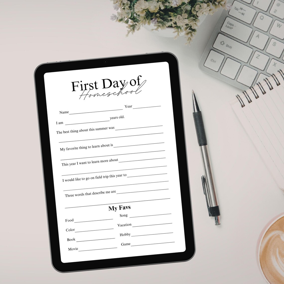 First Day of Homeschool Printable Worksheet First Day Keepsake Activity ...