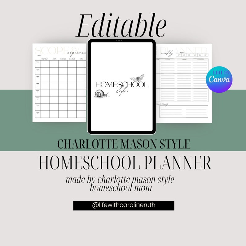 Editable Homeschool Planner, Charlotte Mason, Unit Study Planning ...