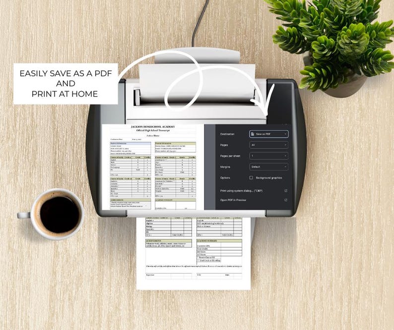 Homeschool High School Transcript Template Printable Graduation ...
