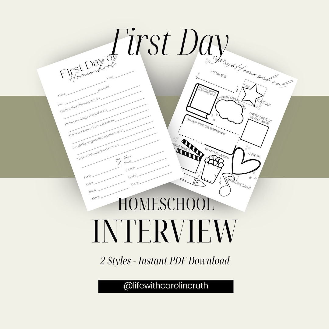 First Day of Homeschool Interview Printable, Homeschool Planner ...