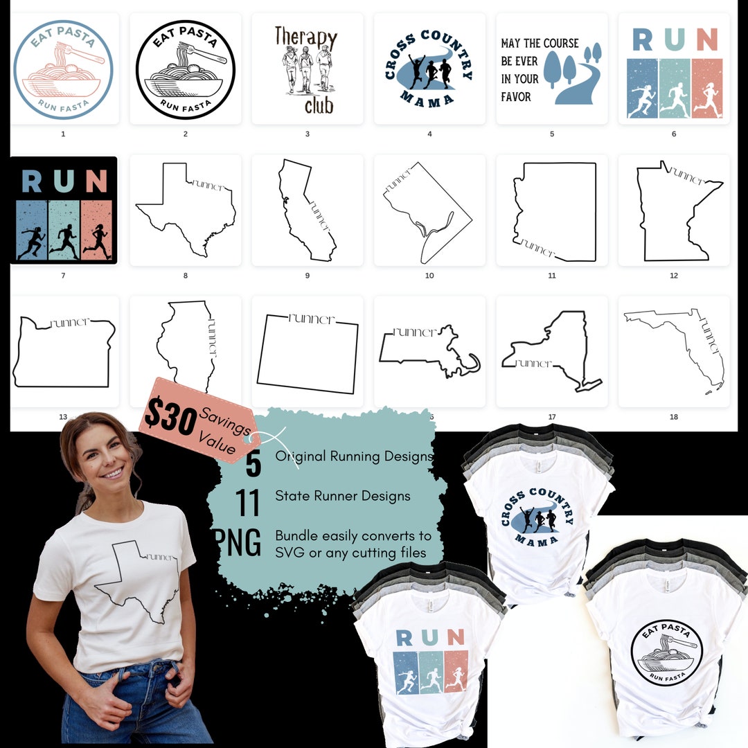 PNG Runner Bundle, Girl Running Png, Run Design, Running Shirt, Running ...
