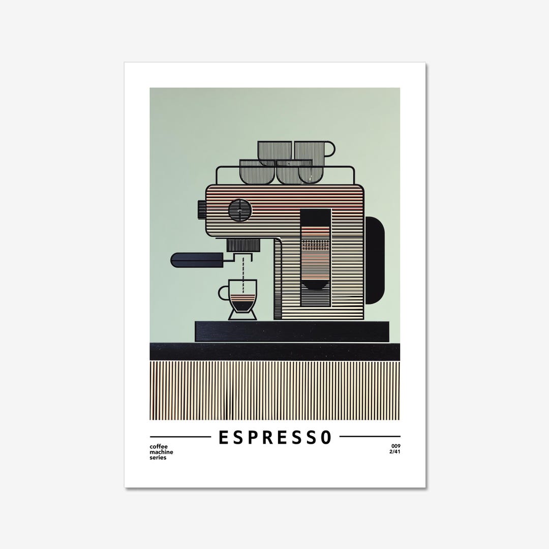 Espresso Coffee Art Print – Coffee Machine 009 – Kitchen Wall Art ...