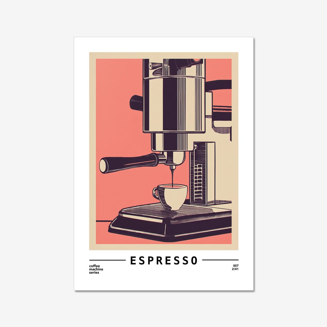 Espresso Coffee Art Print – Coffee Machine 007 – Kitchen Wall Art ...