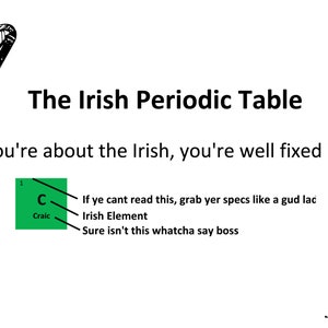 The Irish Periodic Table, Irish Edition - 53 Funny Irish Words ...